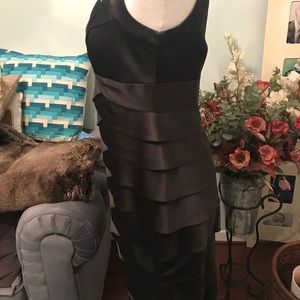 London Fog | Dresses | London Fog Black Layered Satin Cocktail Dress ...